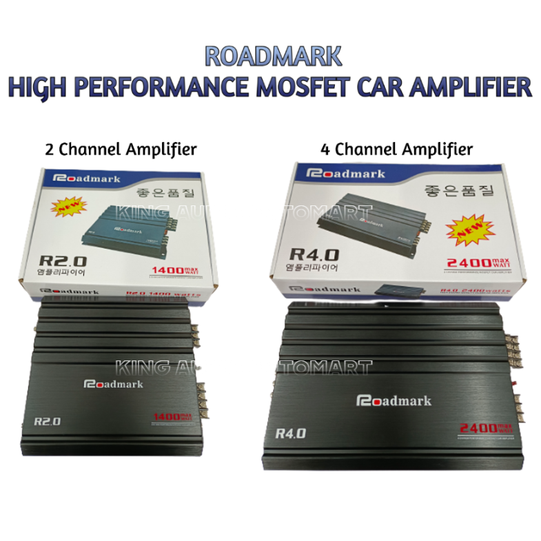 HIGH PERFORMANCE ROADMARK R2.0 2CHANNEL / R4.0 4CHANNEL MOSFET CAR AMPLIFIER 1400 MAX WATT/2400 ...
