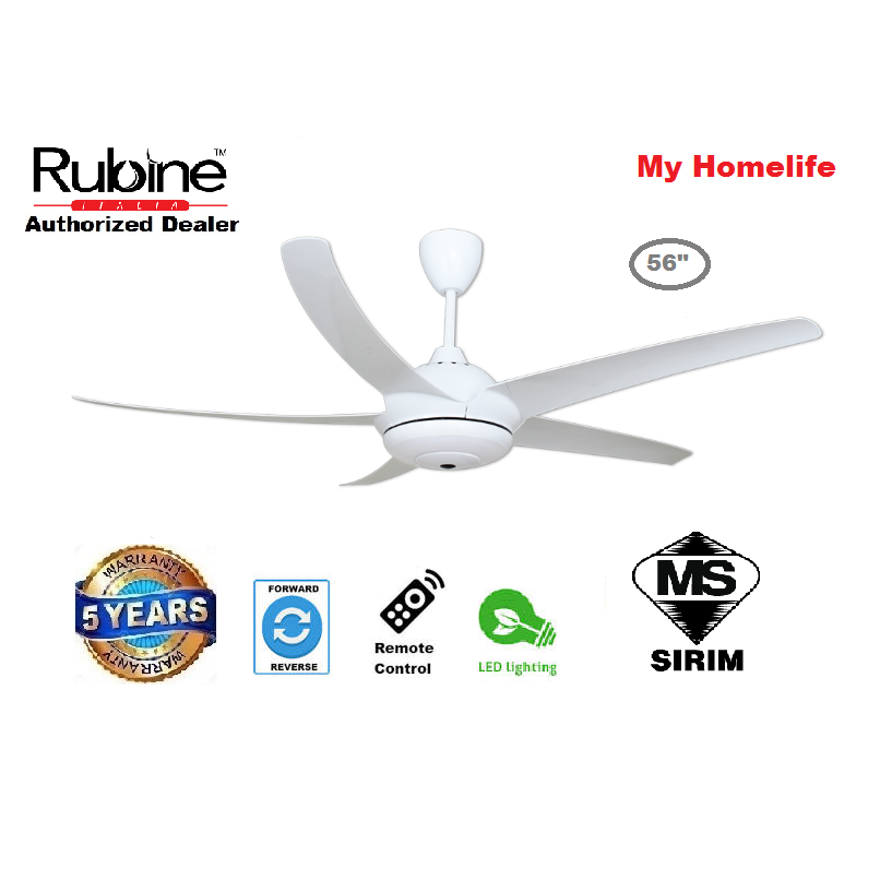 RUBINE RCF-ALTO-5BL-WH 56 Inch Ceiling Fan WHITE (NON RETURNABLE) | Shopee Malaysia