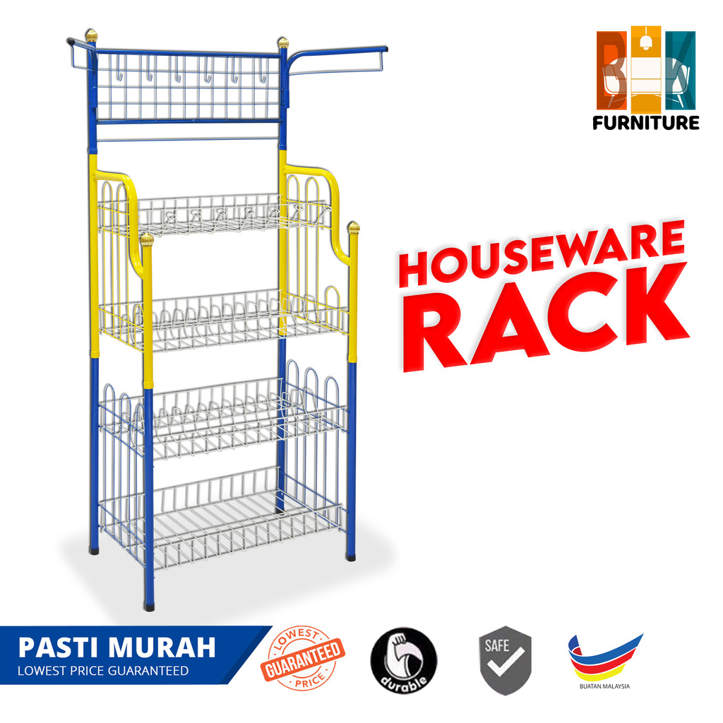 (READY STOCK) MULTIPURPOSE RACK/RAK BAJU/4-TIER PLATE RACK/RAK DAPUR ...