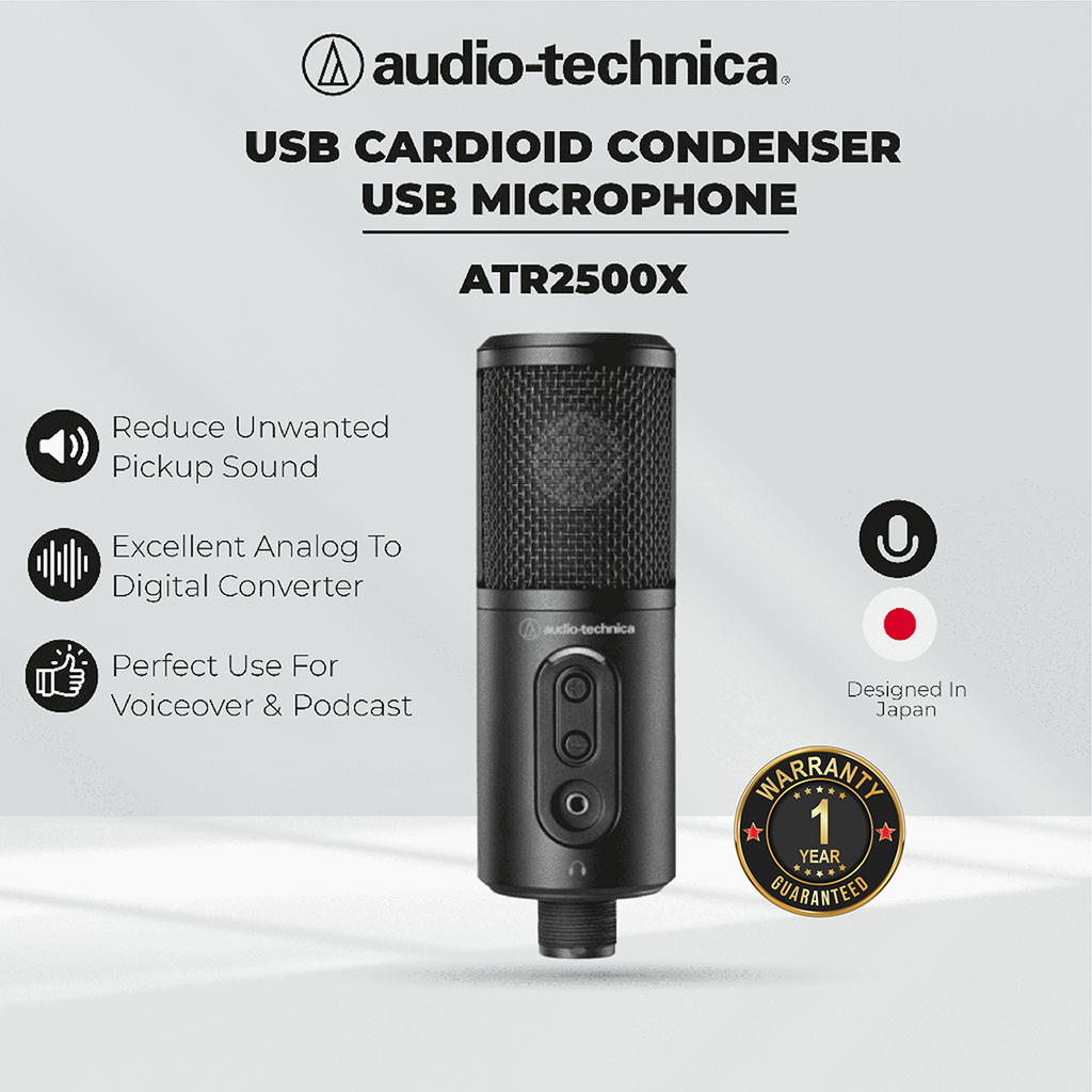 Audio-Technica ATR2500x-USB Cardioid Condenser USB Microphone Studio ...