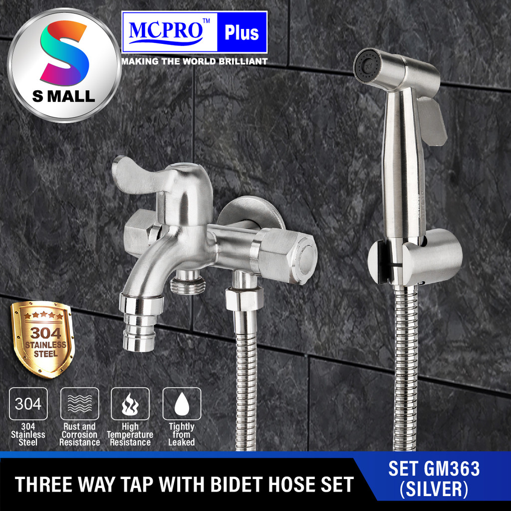 MCPRO SUS304 Stainless Steel Bathroom faucet THREE WAY TAP With Nozzle ...
