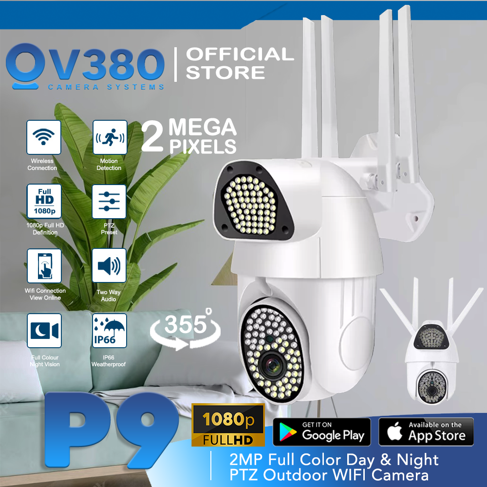 CCTV V380 P9 2MP | FULL HD Day & Night PTZ Outdoor WIFI IP Camera With Extra Spotlight | Shopee ...