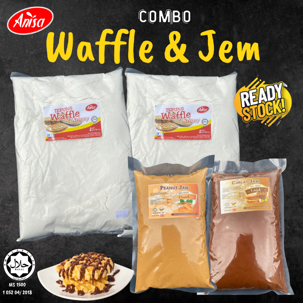 [JIMAT COMBO FAMILY LENGKAP] TEPUNG WAFFLE KRISPY ANISA 2KG + JEM ...
