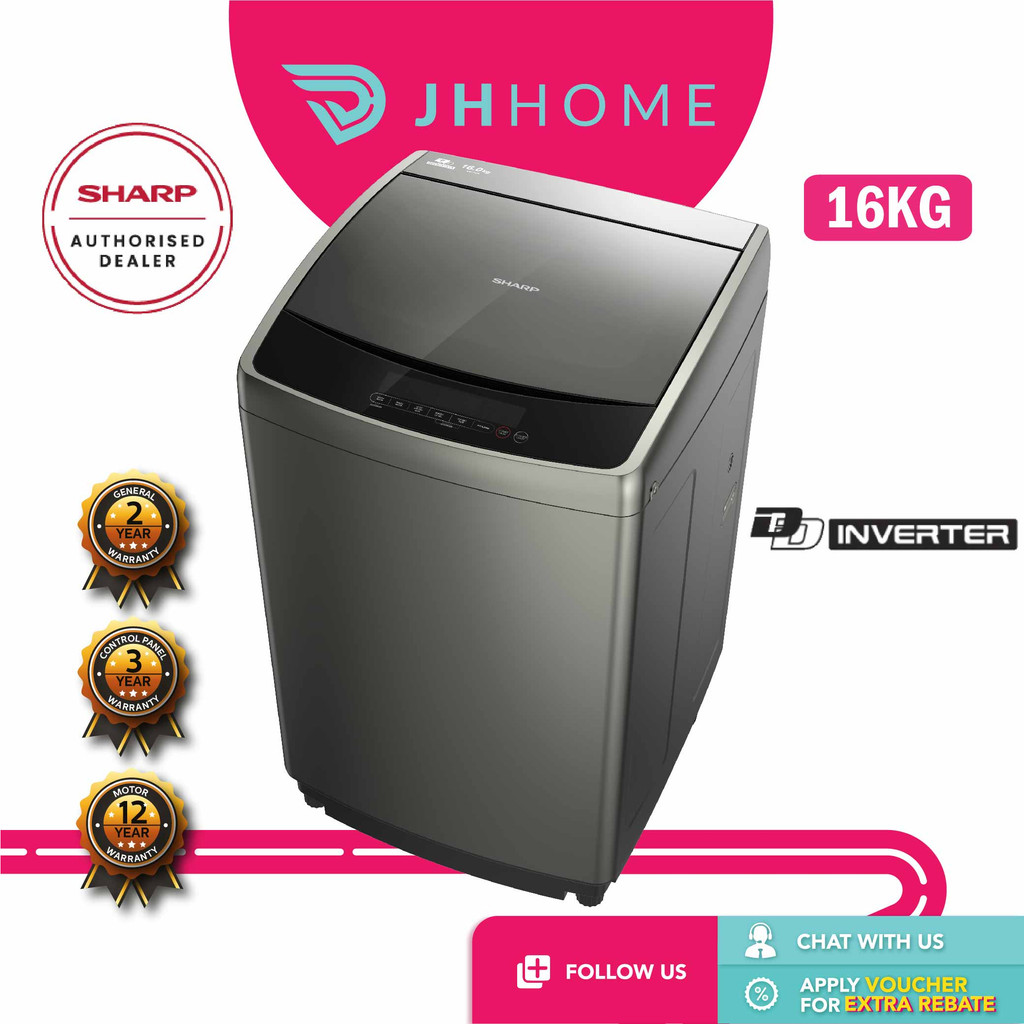Sharp 16KG DD Inverter Washing Machine Top Load Full Auto ESY1619 ...