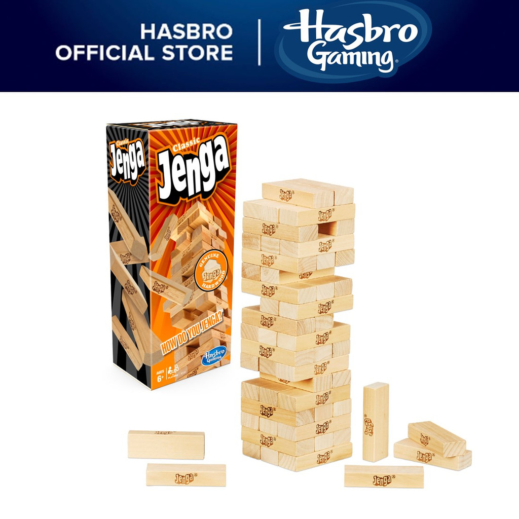 Hasbro Jenga Game, Original Wood Block Stacking Tower for Ages 6+, 1 ...