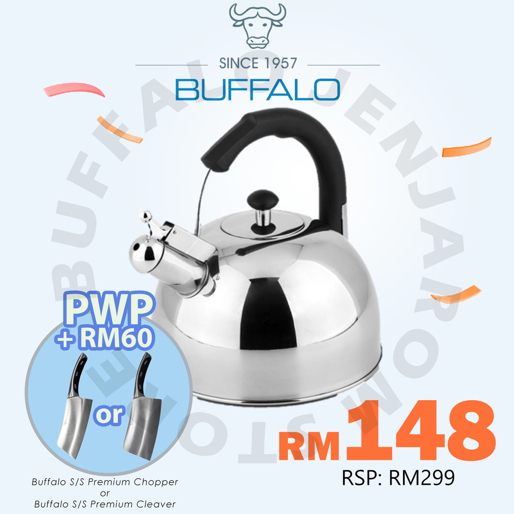 BUFFALO Stainless Steel Kettle 5L Whistling Kettle | Stainless Steel ...