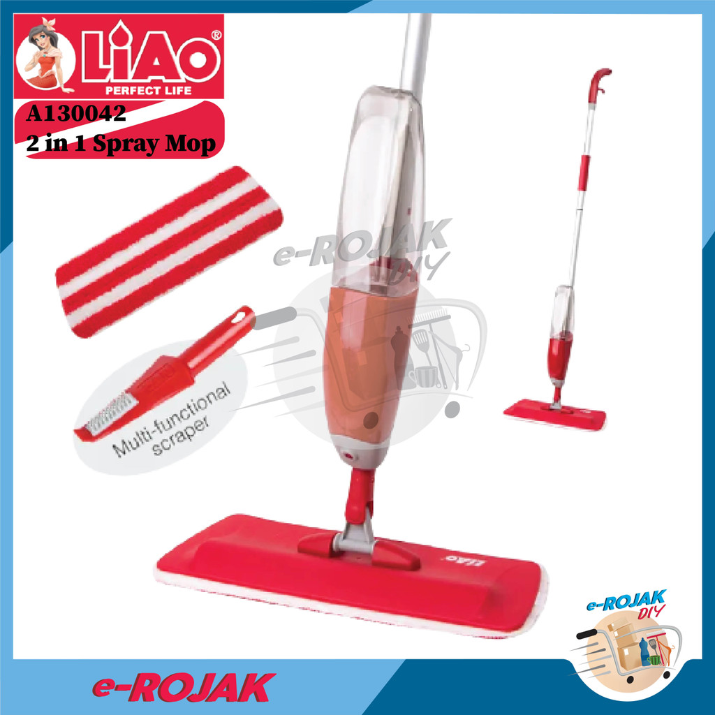 Liao A130042 2 in 1 Microfiber Spray Mop with Brush Mop Lantai Spray ...