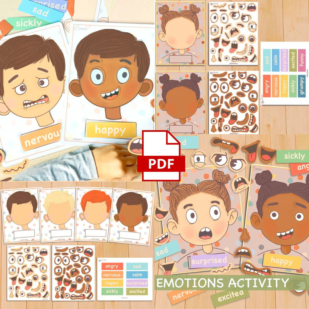 133 (PDF) Emotions Activity for Kids Boy and Girl Version I Homeschool ...