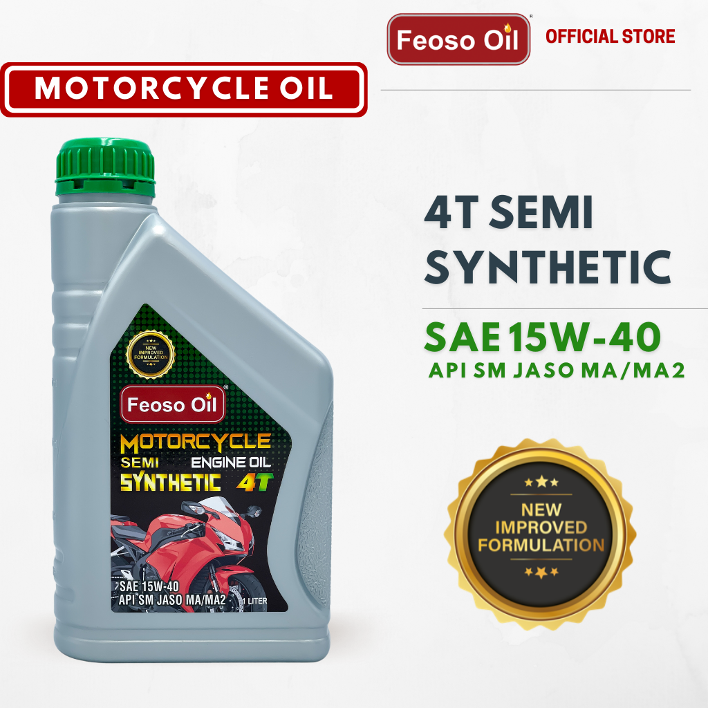 Feoso Oil 4T Semi Synthetic Motorcycle Oil SAE 15W-40 API SM JASO MA ...