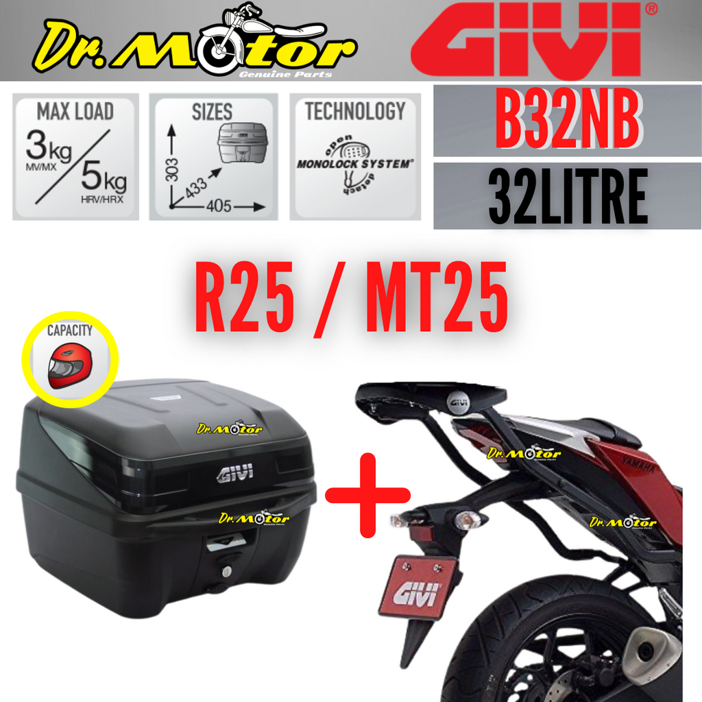 YAMAHA R25 MT25 R-25 MT-25 GIVI SRV SPECIAL MONORACK MONO RACK J TAPAK ...