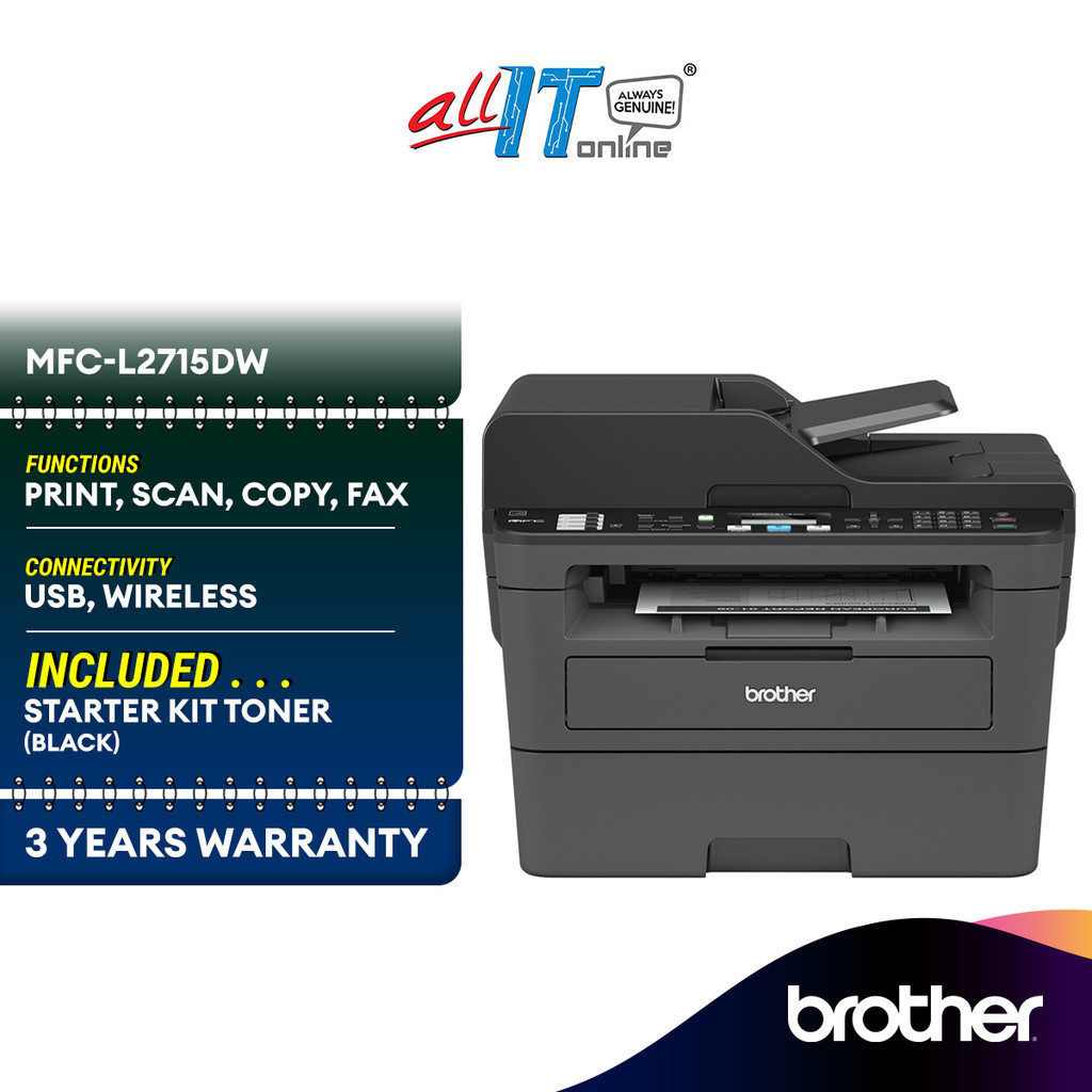 Brother MFC-L2715DW All in One Wireless Mono Laserjet Printer | Auto 2 ...