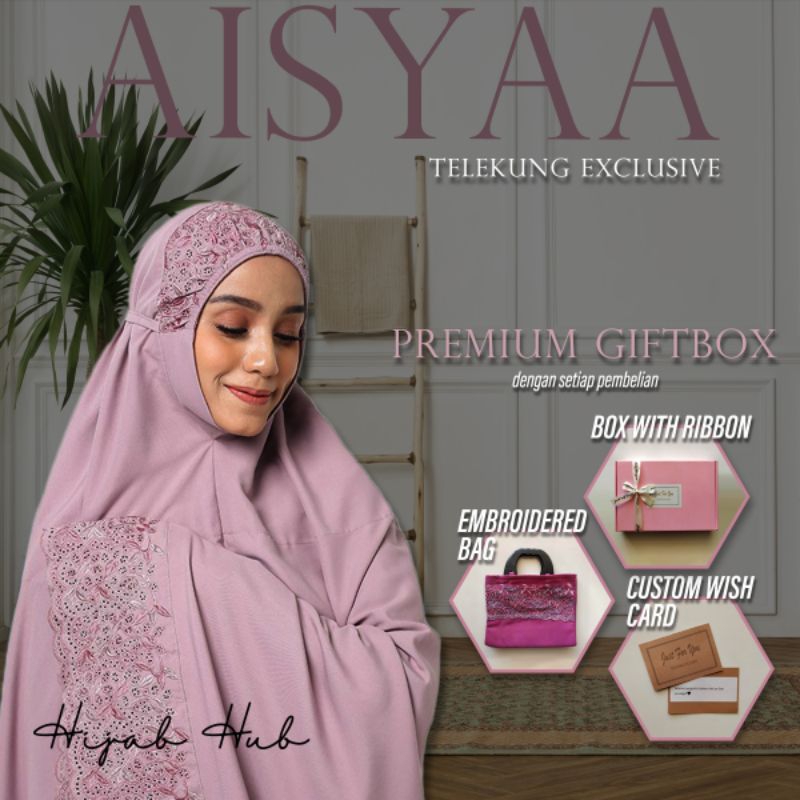 Telekung Cotton Sulam Exclusive Aleena Gift Box set FREE beg woven, box ...