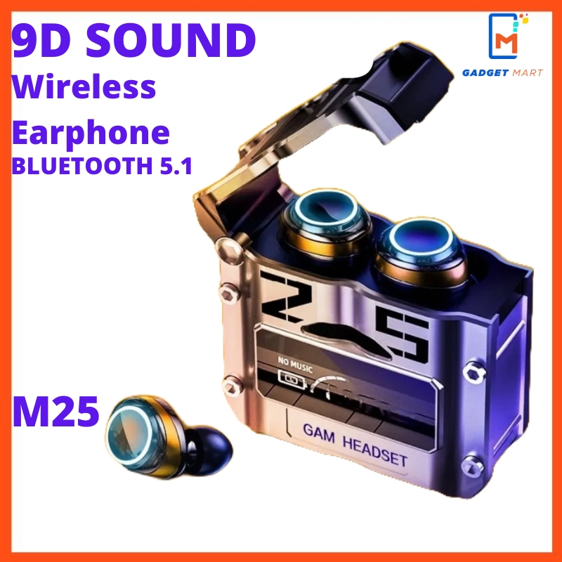 NEW TWS M25 Bluetooth Earphone 5.3 Waterproof Wireless Headphone 9D Stereo Sports Earbuds LED ...