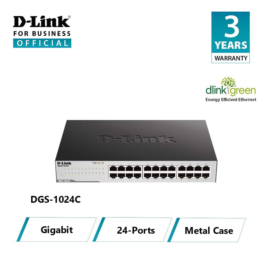 D-Link DGS-1024C 24 Port Gigabit LAN Unmanaged Switches rack mount with ...