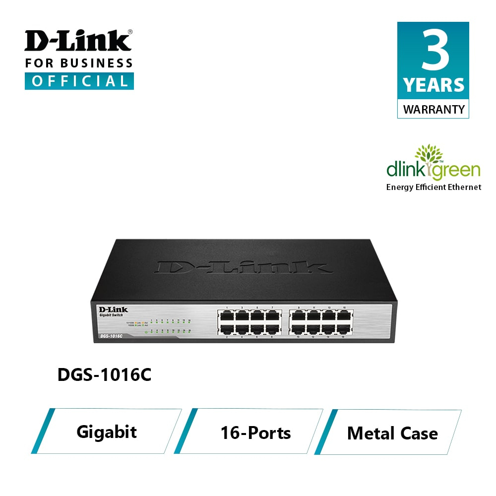 D-Link DGS-1016C 16 Port Gigabit LAN Unmanaged Switches rack mount with ...
