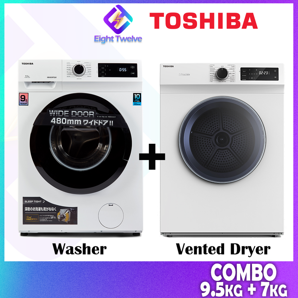 [FREE DELIVERY] Toshiba Front Load Inverter Washing Machine 9.5kg & 7kg Dryer TW-BK105S2M TD ...
