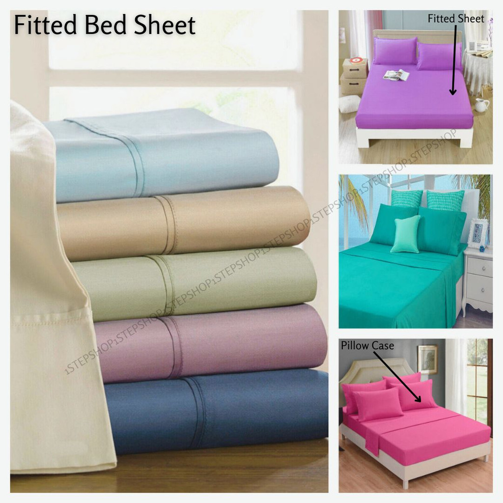 Stepshop Color Series Premium Fitted Bedsheet Only/Cadar Tilam Getah ...