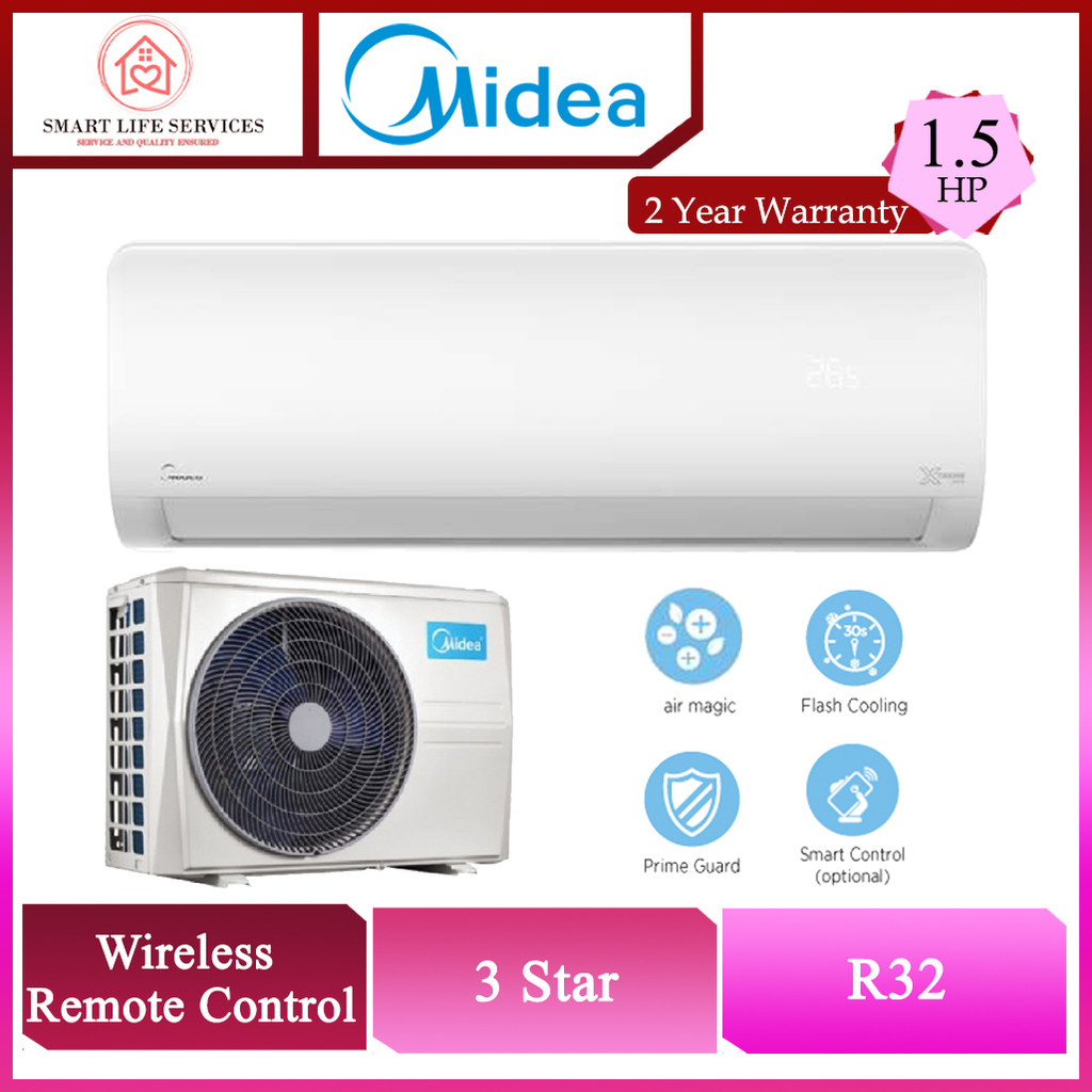 【NEW】Midea R32 1hp-2.5hp Air Cond Non inverter Air Conditioner 冷气机 MSGD Aircond Penyaman Udara ...