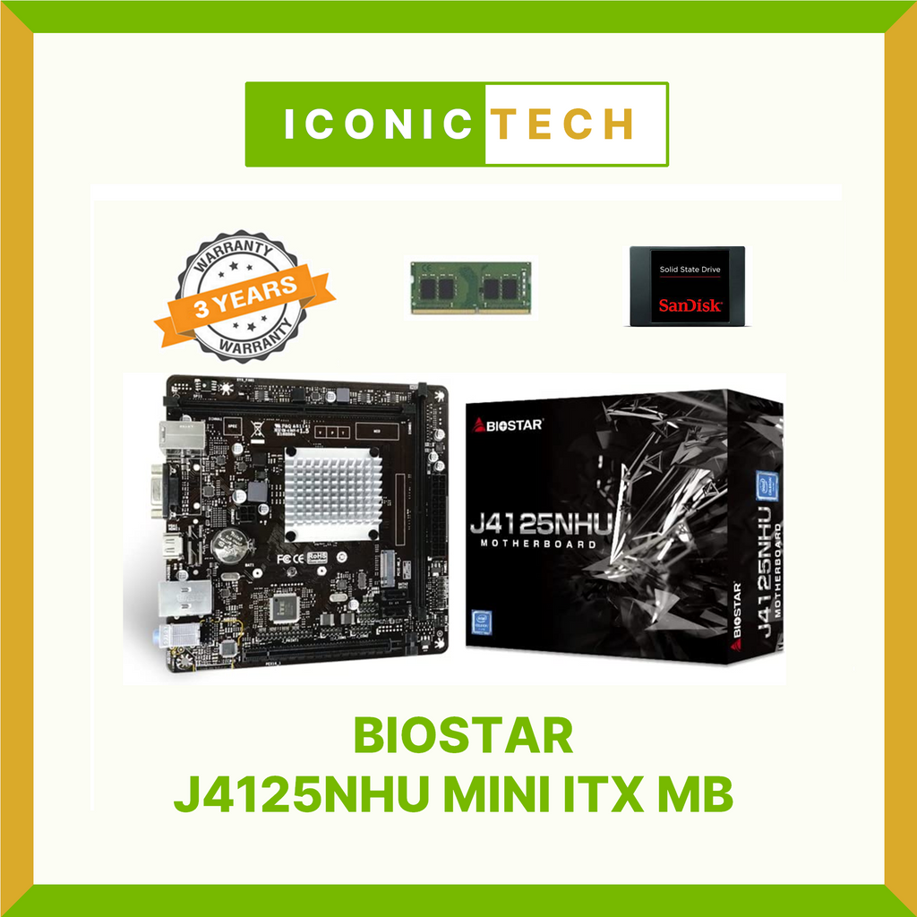 Biostar J4125NHU Bundles 4GB Ram + 120GB / 240GB SSD Mini itx Intel ...