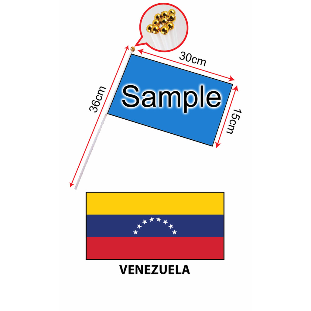 Venezuela Hand Flag With Stick (15x30cm)/ Bendera Tangan Dunia ...
