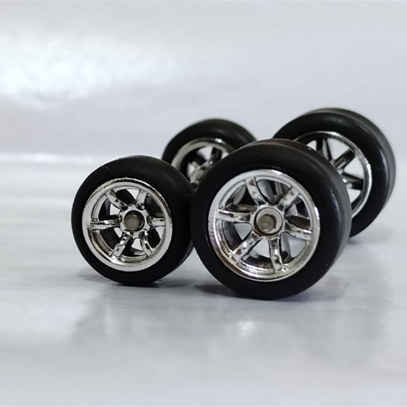 Rubber Wheels 1/64 CoMold Design CM6 Chrome 10/12 Hot Wheels Matchbox ...