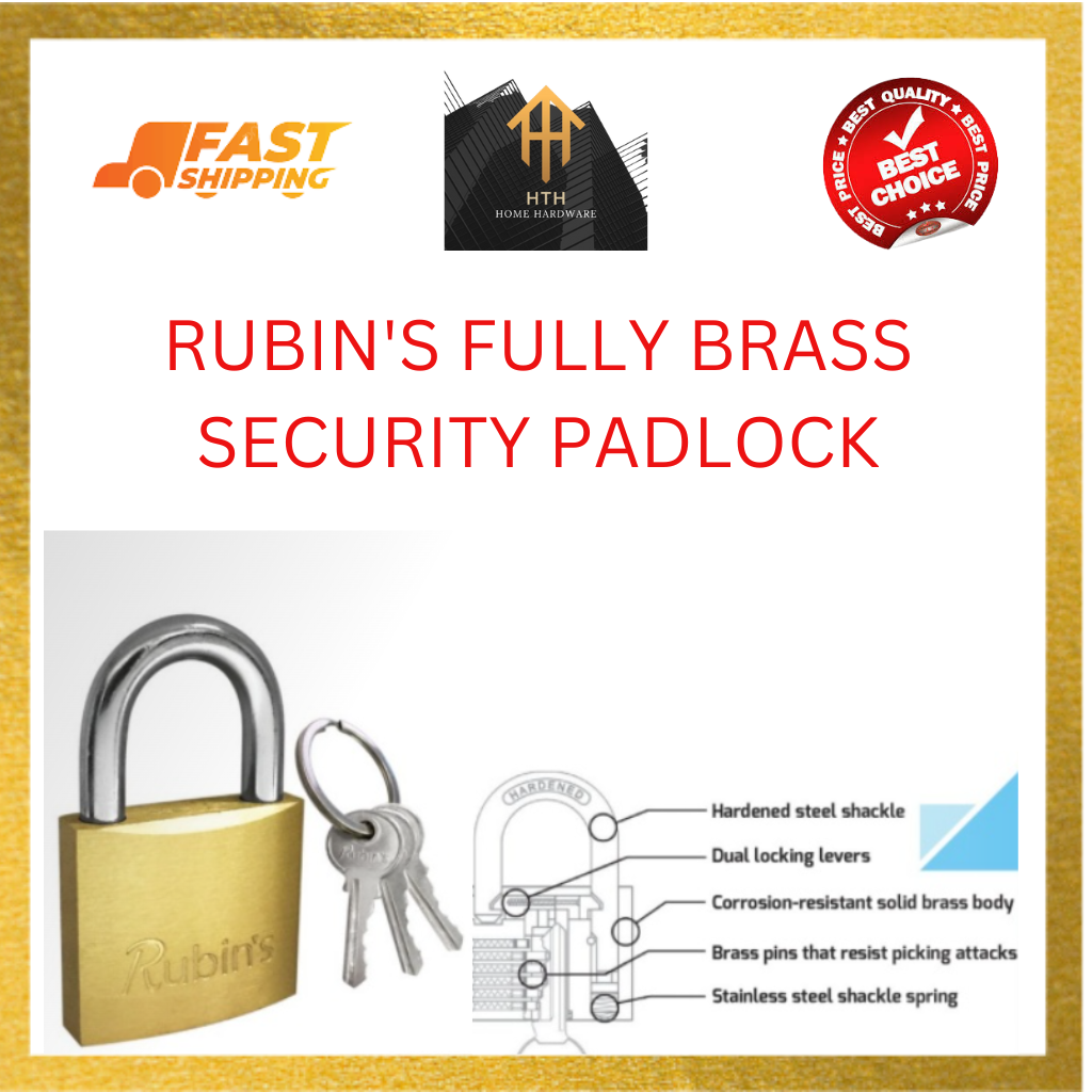 RUBIN'S FULLY BRASS HIGH SECURITY PADLOCK MANGGA PINTU | Shopee Malaysia