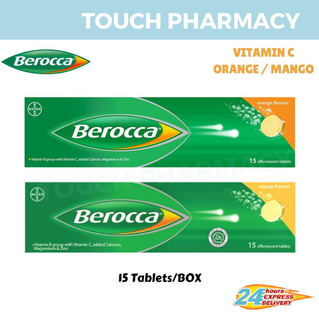 BEROCCA Effervescent Tablets Orange/Mango Flavour (15's) | Shopee Malaysia