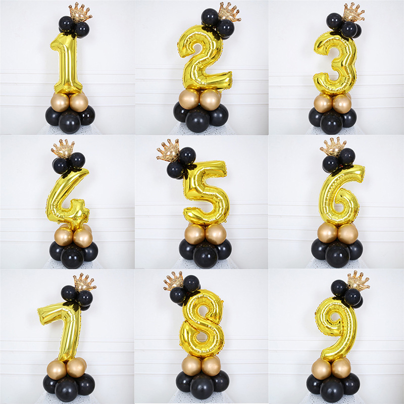 TB 32inch Number Balloon Number Standing Balloon Crown Number Balloon 0 ...