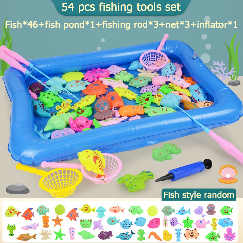 54 Pcs Magnetic Fishing Game baby toys Fishing Toy for Kids with big ...