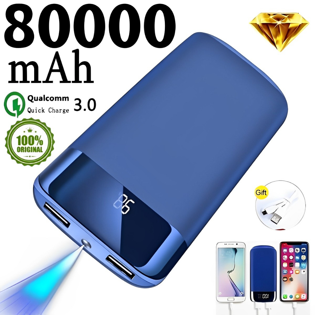 100%power bank original 80000mah LED Power Bank Large Capacity Slim ...