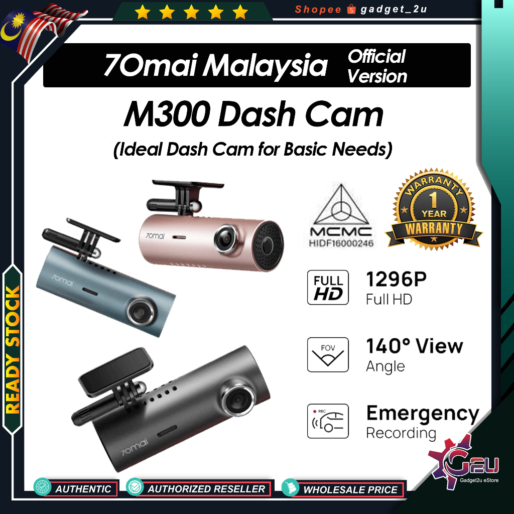(1 Year Warranty)70mai M300 Dash Cam Car Recorder 1296P 140 FOV WDR App ...