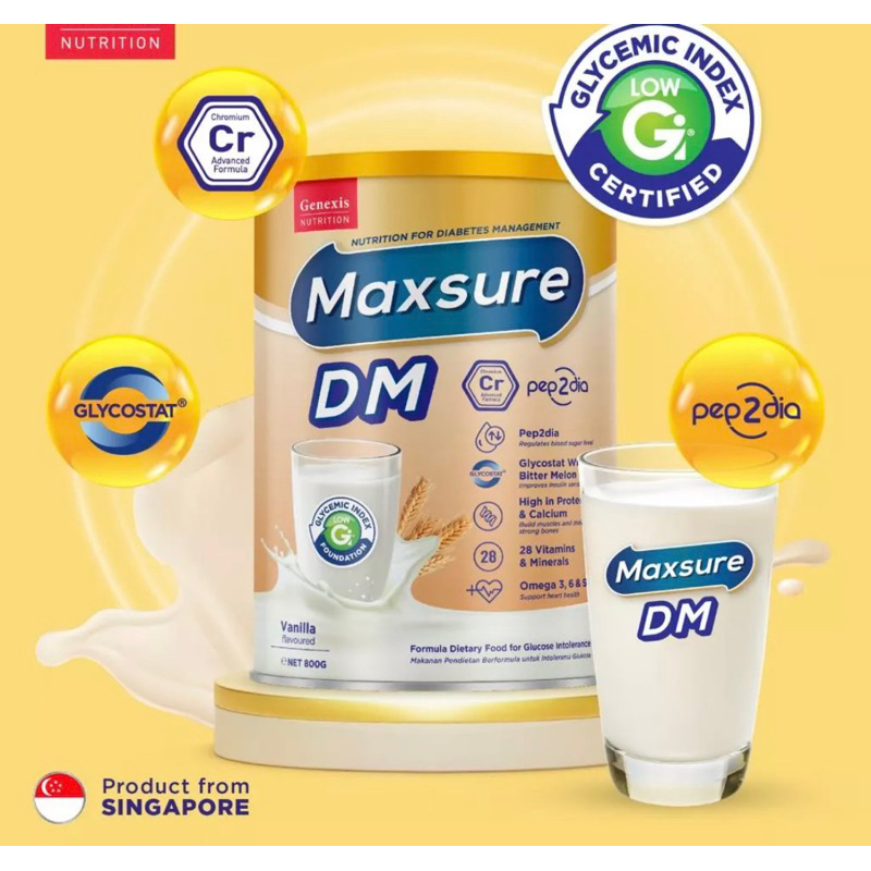 READY STOCK ! Maxsure DM Vanila 850g | Diabetes Specific Formula 2026 ...