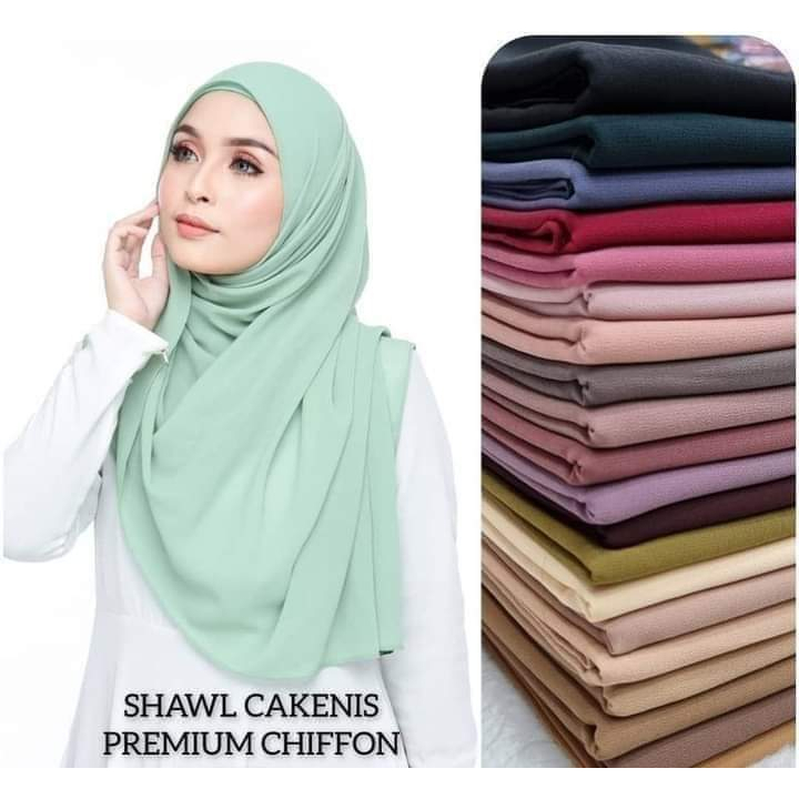 Shawl Cakenis Premium Chiffon | Shopee Malaysia