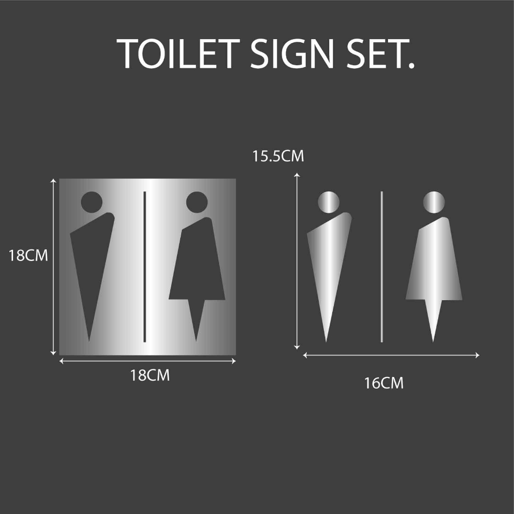 Stainless Steel modern TOILET SIGNAGE DIRECTION SIGN PAPAN ARAH TANDAS ...