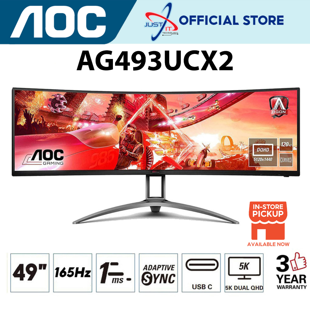 AOC AG493UCX (120hz) / AG493UCX2 (165hz) 49" 1MS Dual QHD Adaptive Sync ...