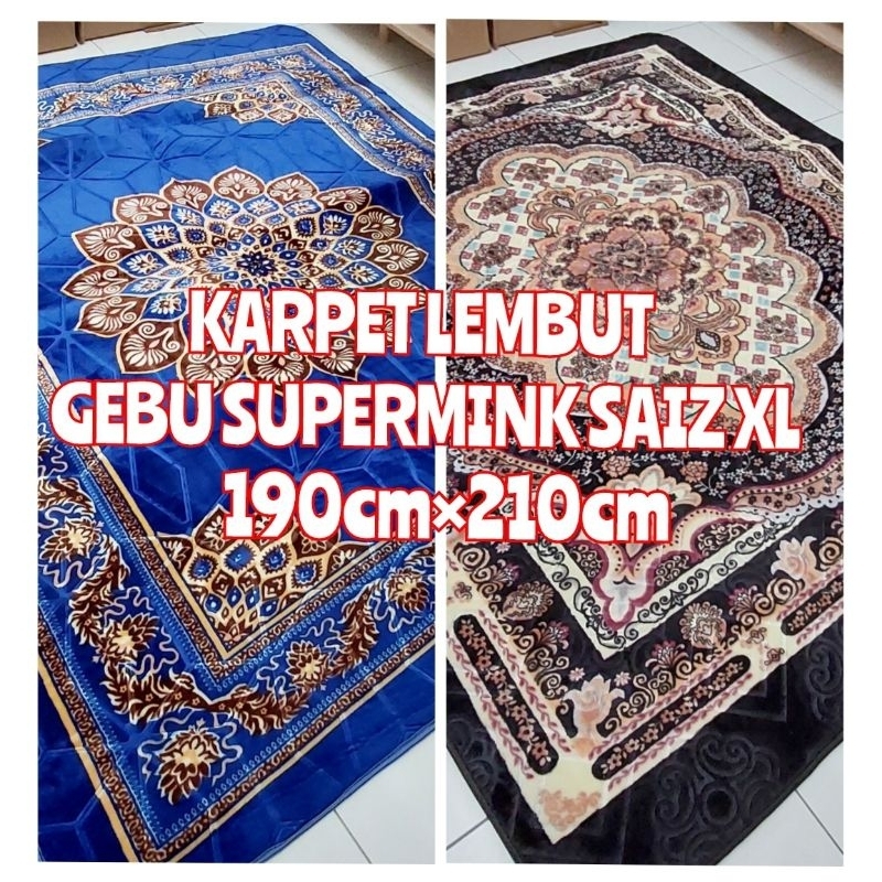 JIMAT~Size (XL) 190cmx210cm Karpet Super Mink Tebal Dan Gebu Sehingga ...