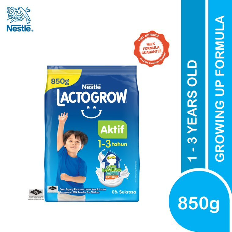 Nestle Lactogrow Aktif 1-3 Years (850g) | Shopee Malaysia