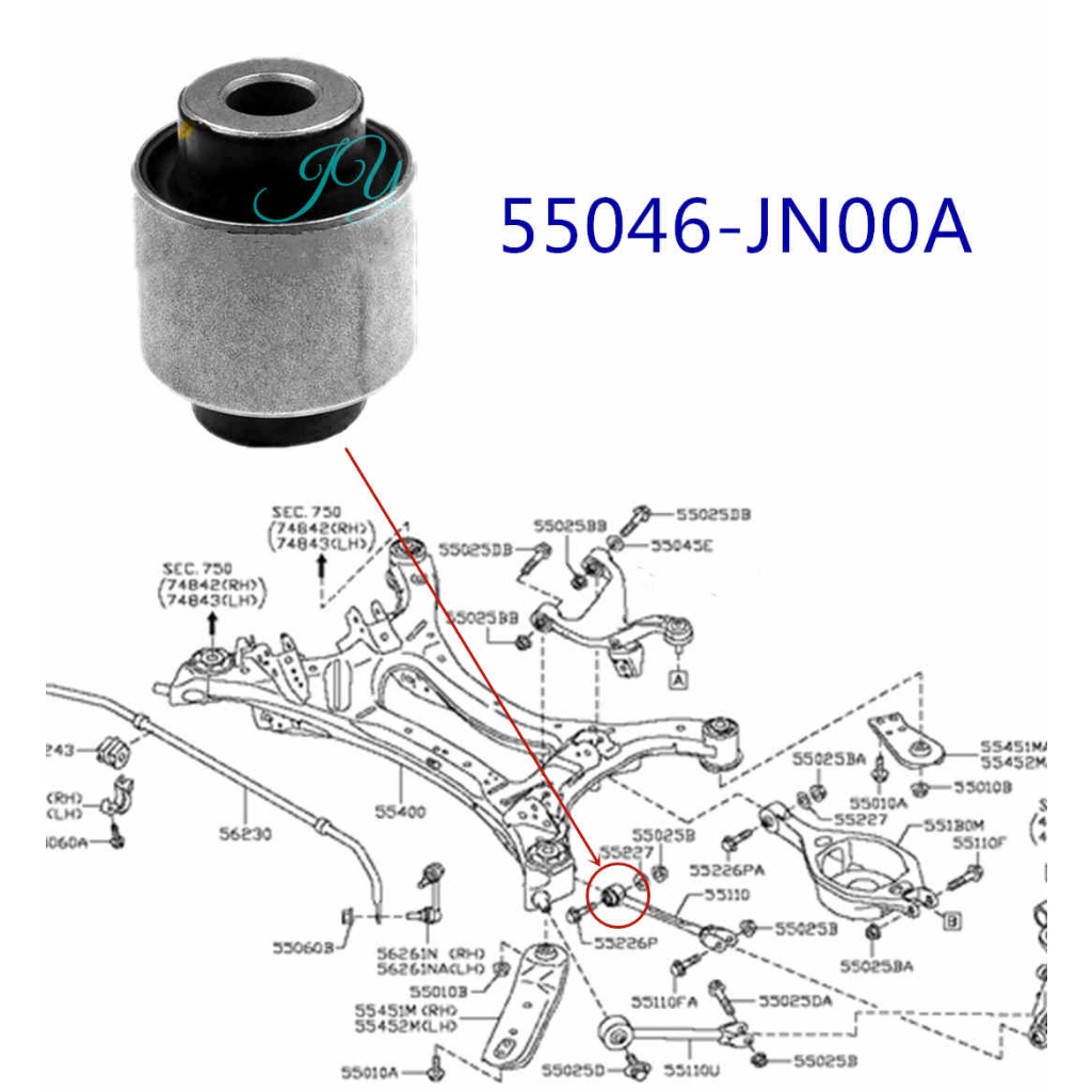 Nissan Teana J32 REAR UPPER Arm LOWER Arm Knuckle Arm Trailing Arm Bush ...