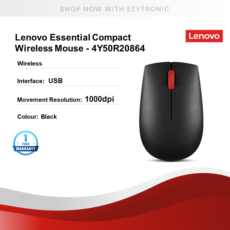 Lenovo Essential Compact Wireless Mouse - 4Y50R20864 for student home ...
