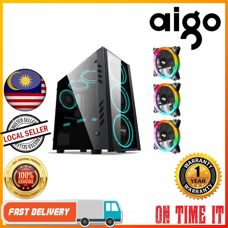 AIGO Dark Flash BLACK TECH MINI MATX GAMING CASING With 3 X RGB FAN ...