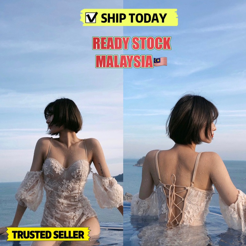 ( M - XL ) MALAYSIA ONE PIECE BIKINI SWIMSUIT SWIMWEAR BAJU RENANG BEACH FAST SHIPPING | Shopee ...