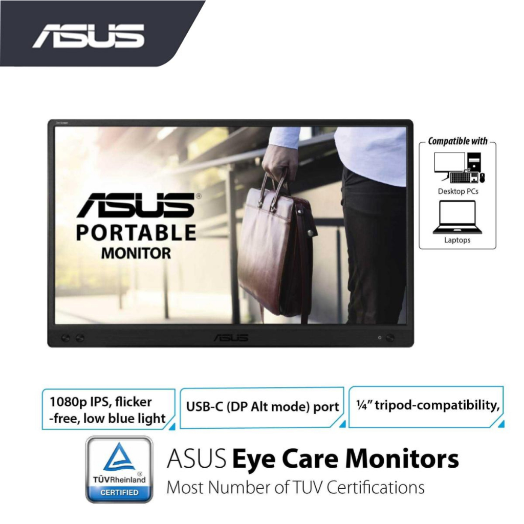 ASUS ZenScreen MB166C Portable USB Monitor-15.6 inch, Full HD, IPS, USB ...