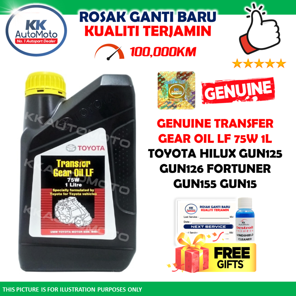 Toyota Hilux GUN125 GUN126 Fortuner GUN155 GUN156 Genuine Transfer Gear Oil 75W 1L TGN156 LF ...