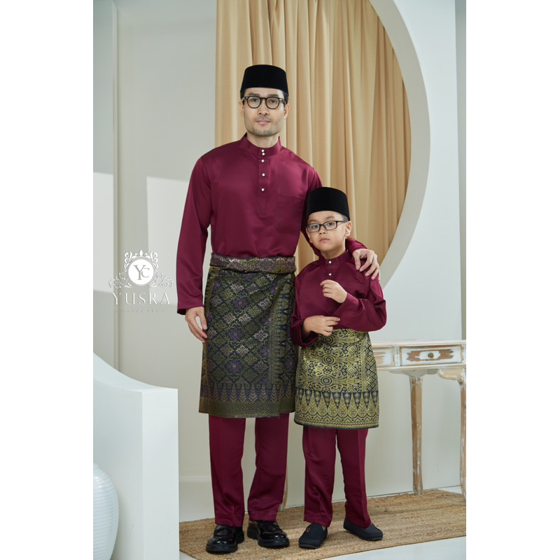 BAJU MELAYU BURGUNDY YUSRA COLLECTION | Shopee Malaysia