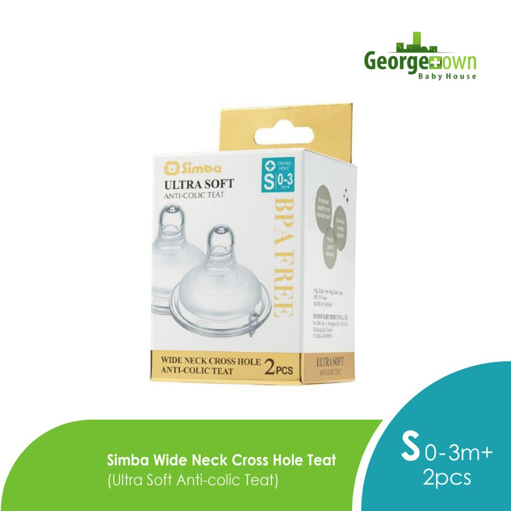 SIMBA WIDE NECK CROSS HOLE ANTI COLIC NIPPLE 2S S (6351) (GTG) | Shopee Malaysia
