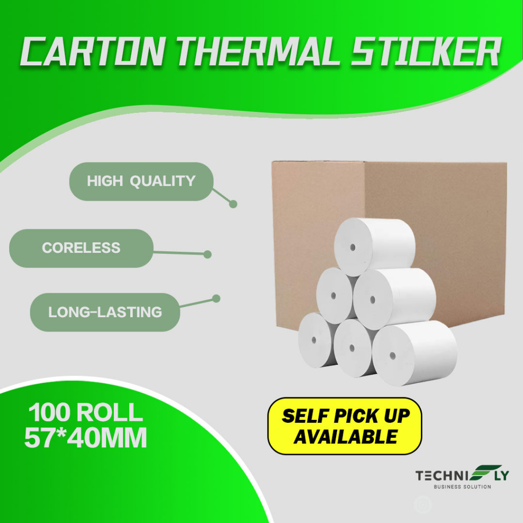 CARTON Coreless Thermal Receipt Paper 57mm x 40mm/Thermal Receipt Roll ...