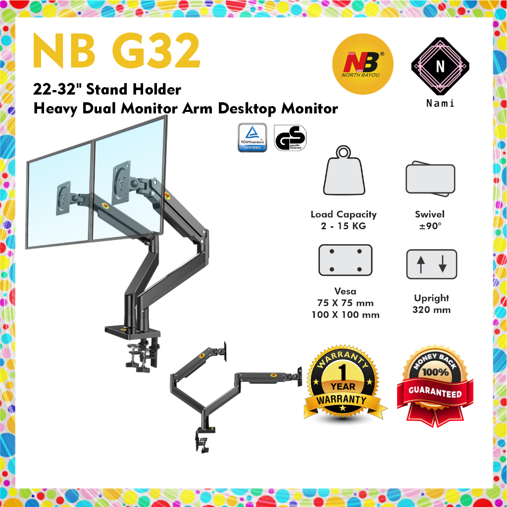 NB G32 North Bayou Heavy Dual Monitor Arm Desktop Monitor Stand Holder ...