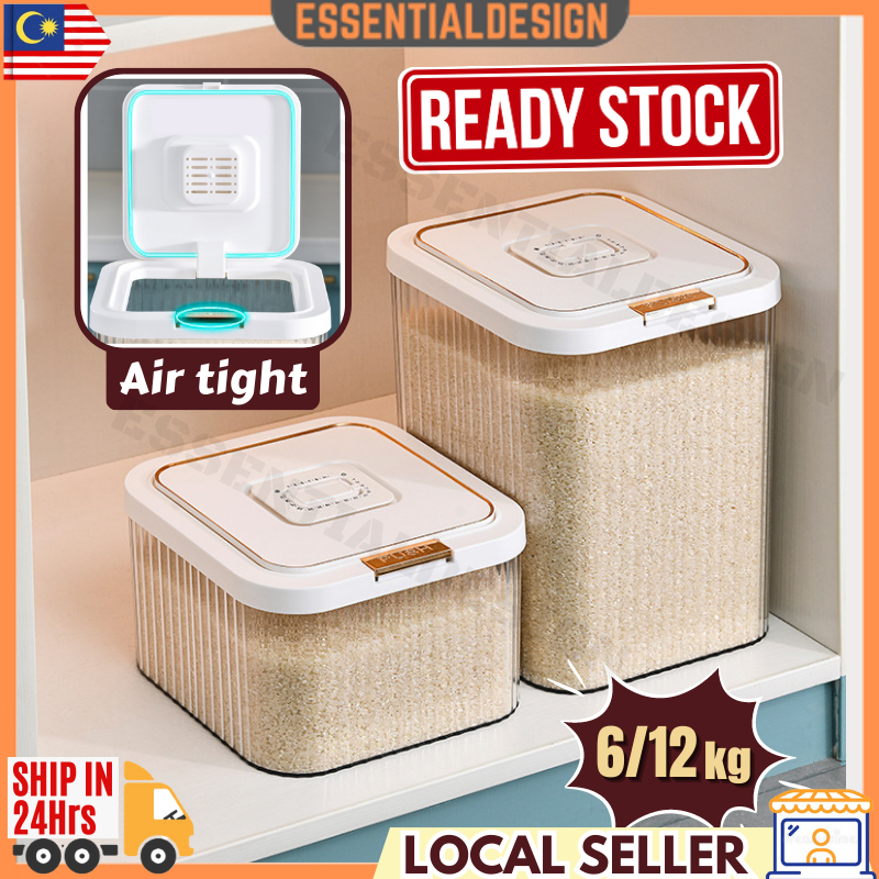 6/12KG Rice Bucket Rice Tank Grain Storage Box Container Kitchen Insect ...
