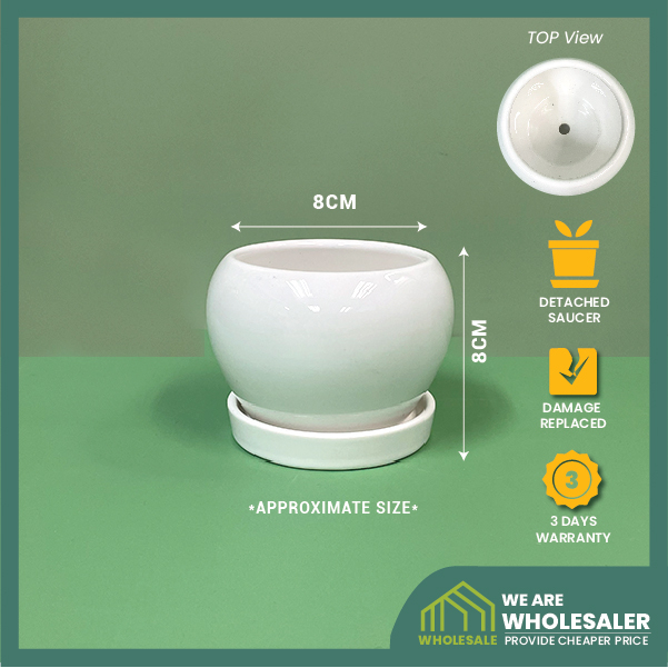 Simplified Style White Flower Pot Creative Pattern Indoor Ceramic Pot ...