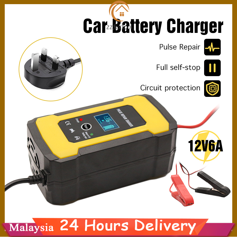🔧Ready Stock🔧 bateri motor 12V 6A car battery charger car battery ...